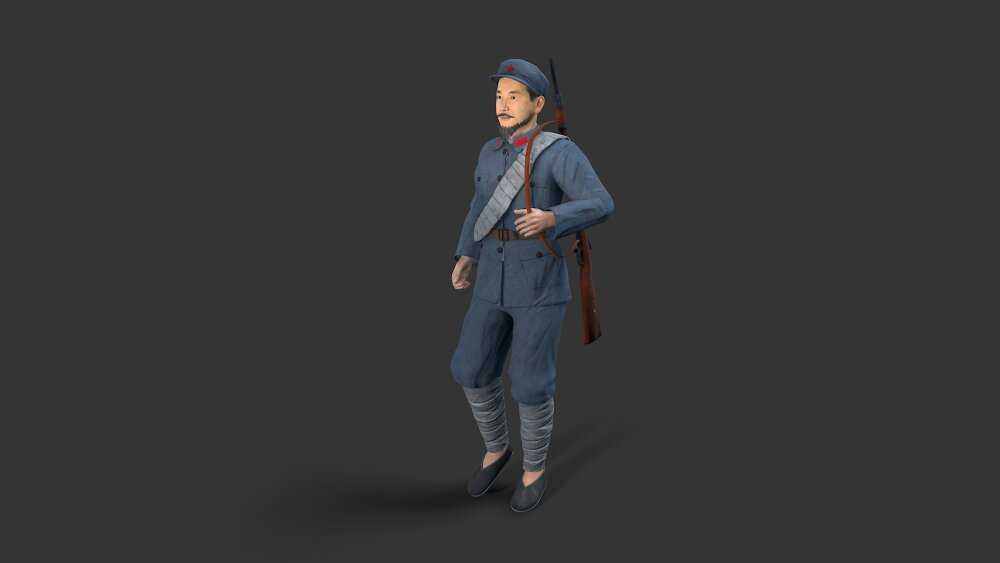Chinese Soldier in Historical Military Uniform with Rifle 3D model ...