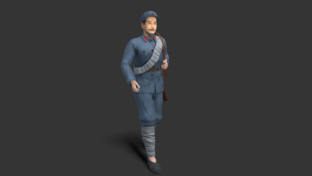 Chinese Soldier in Historical Military Uniform with Rifle 3D model ...
