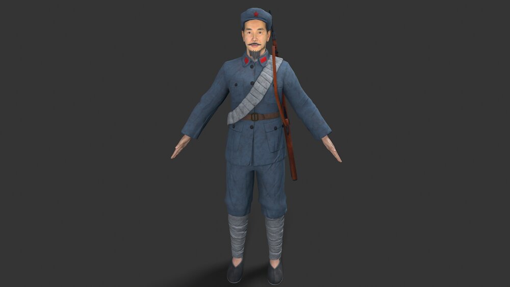 Chinese Soldier in Historical Military Uniform with Rifle 3D model ...