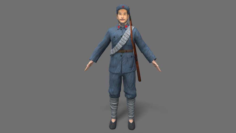 Chinese Soldier in Historical Military Uniform with Rifle 3D model ...