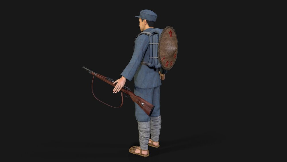 Chinese Soldier with Rifle and Backpack 3D model - Download Character ...