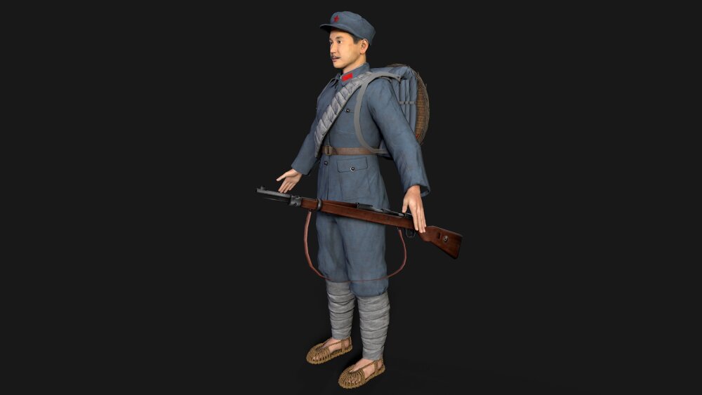 Chinese Soldier with Rifle and Backpack 3D model - Download Character ...