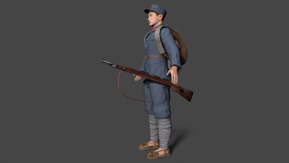 Chinese Soldier in Military Uniform 3D model - Download Character on ...