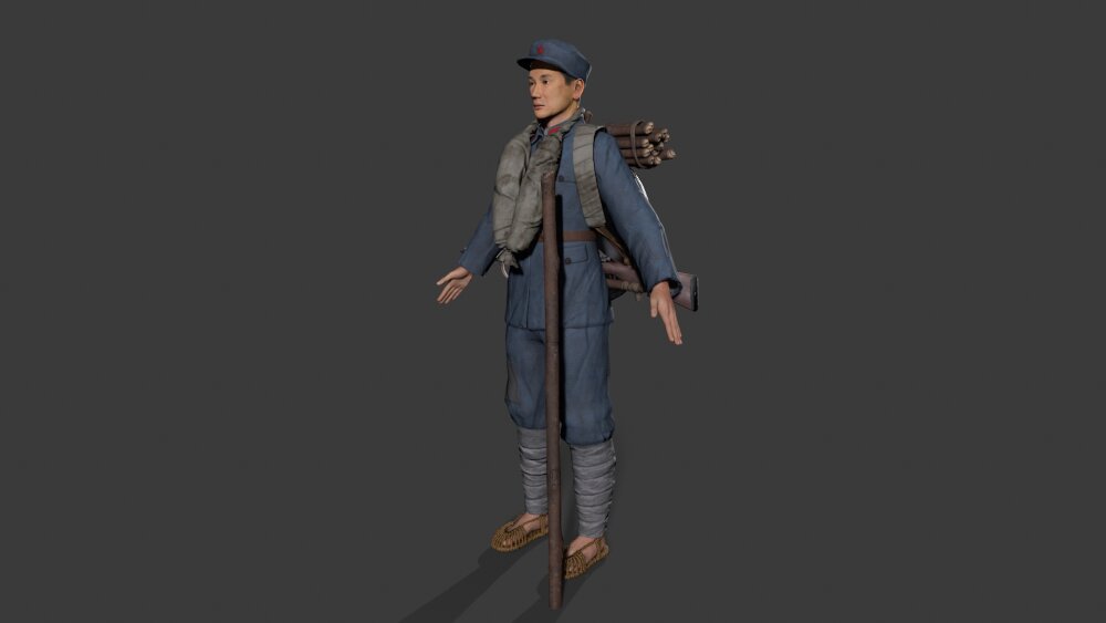 Chinese Soldier with Riffle 3D model - Download Character on 3DModels.org