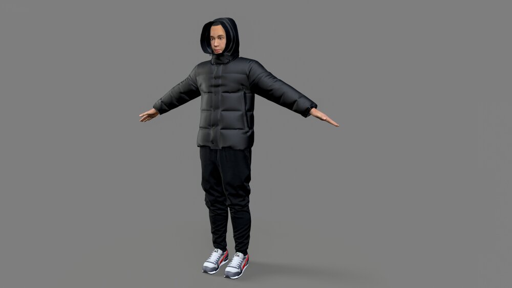 Man in Hooded Winter Jacket 3D model - Download Character on 3DModels.org
