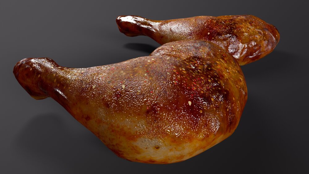 Deliciously Glazed Roasted Chicken Leg 3D model - Download Meat And ...