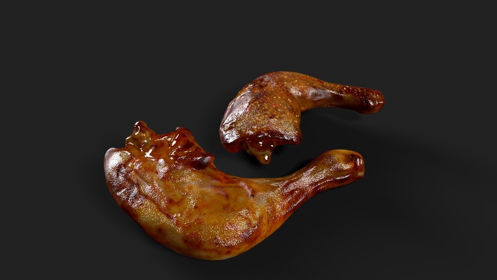 Deliciously Glazed Roasted Chicken Leg 3D model - Download Meat And ...