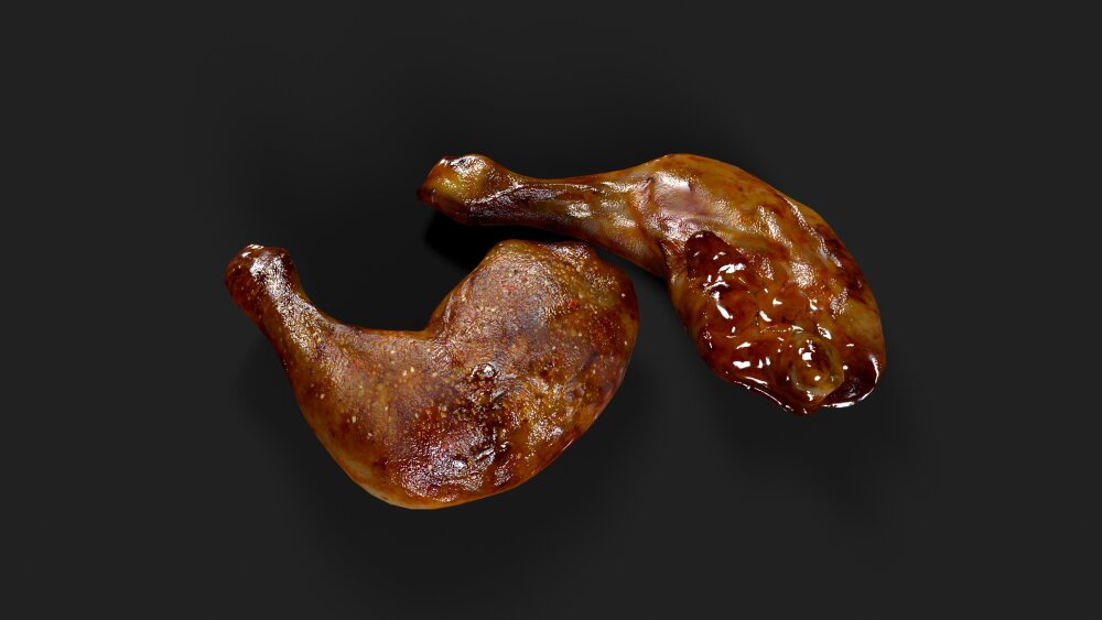 Deliciously Glazed Roasted Chicken Leg 3D model - Download Meat And ...