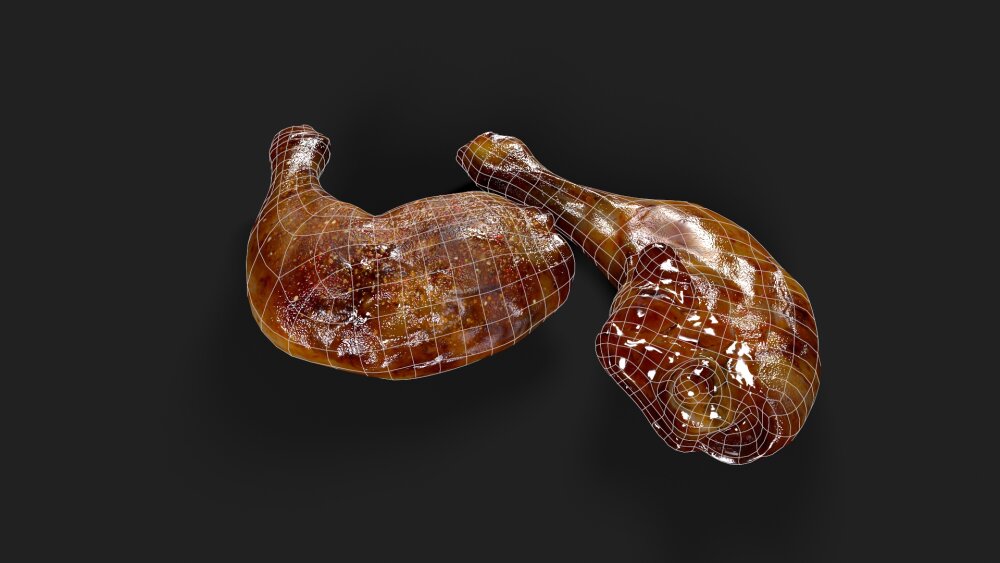 Deliciously Glazed Roasted Chicken Leg 3D model - Download Meat And ...