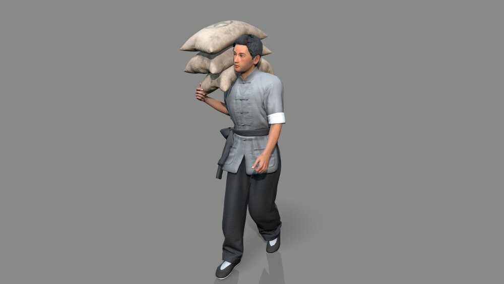 Man Carrying Sacks on Shoulder 3D model - Download Character on ...