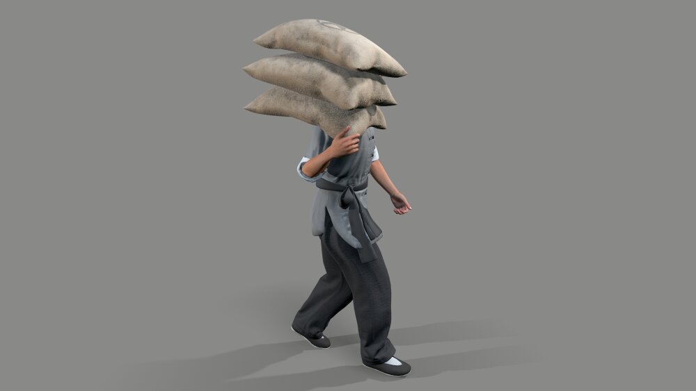 Man Carrying Sacks on Shoulder 3D model - Download Character on ...