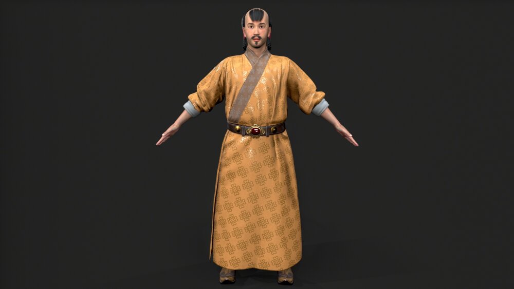 Traditional Mongol Attire with Detailed Embroidery 3D model - Download ...