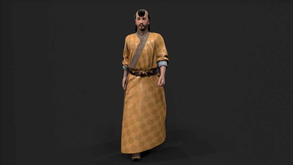 Traditional Mongol Attire with Detailed Embroidery Modèle 3D ...