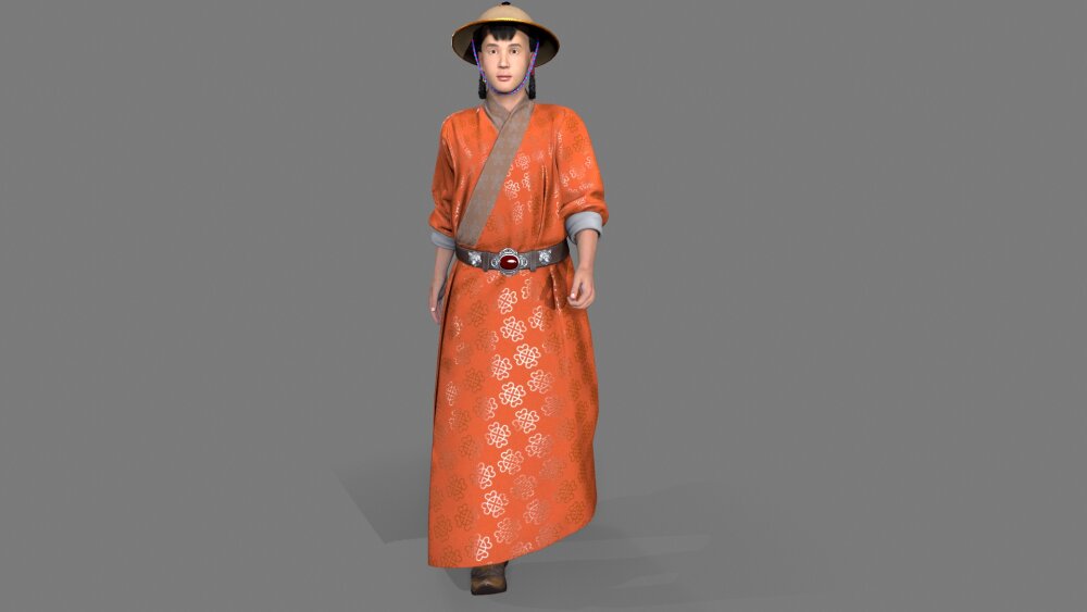 Man in Mongol Traditional Attire 3D 모델 - 다운로드 Character on 3DModels.org