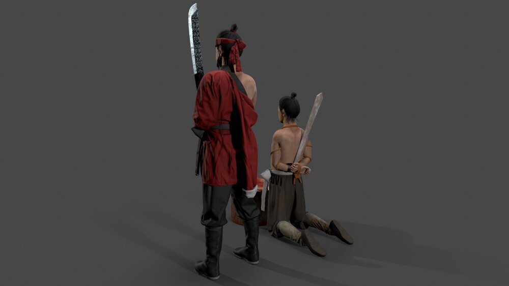 Executioner with Sword and Bound Prisoner 3D model - Download People on ...