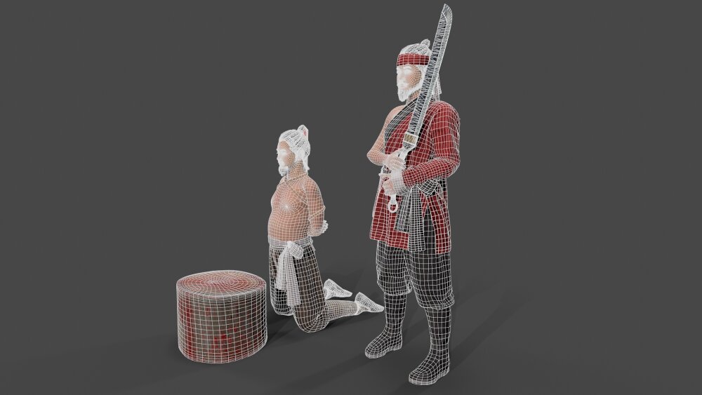 Executioner with Sword and Bound Prisoner 3D model - Download People on ...