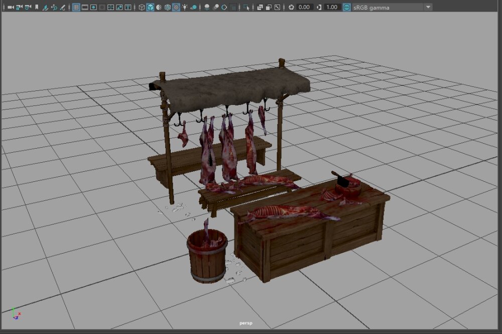 Medieval Style Meat Stall 3D model - Download Tools on 3DModels.org