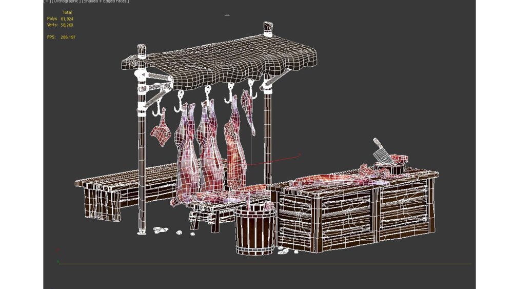 Medieval Style Meat Stall 3D model - Download Tools on 3DModels.org