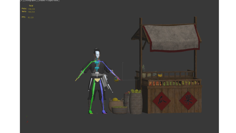 Traditional Wooden Market Stall with Vendor 3D model - Download ...