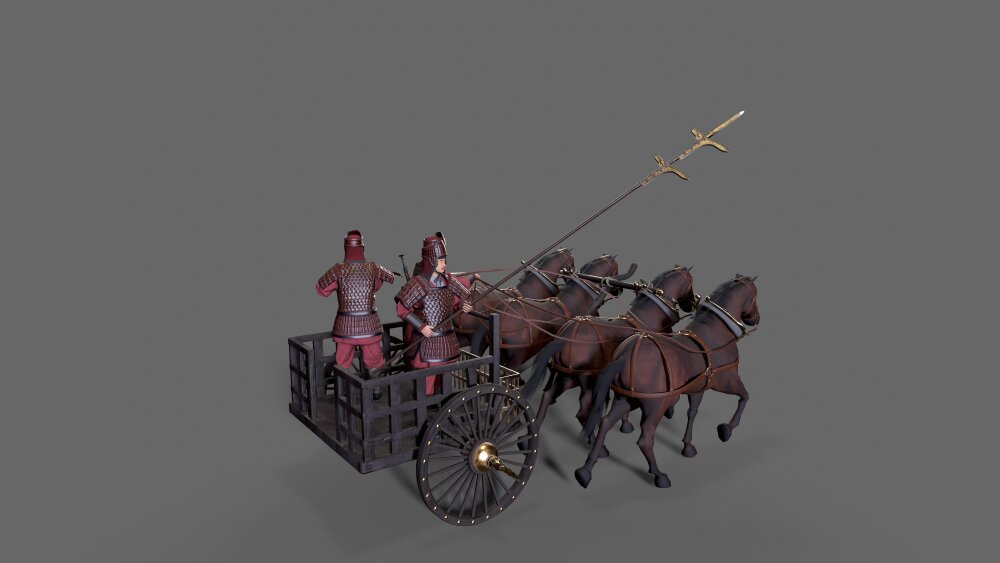 Ancient Warrior Chariot with Armored Soldiers 3D model - Download ...