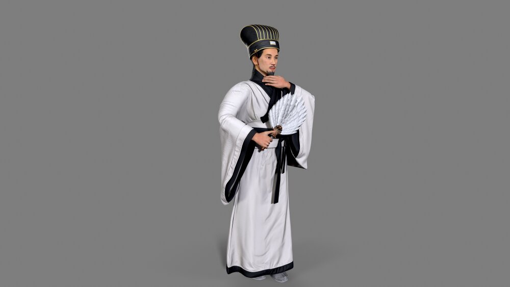 Man in Traditional Chinese Attire with Fan 3D model - Download ...