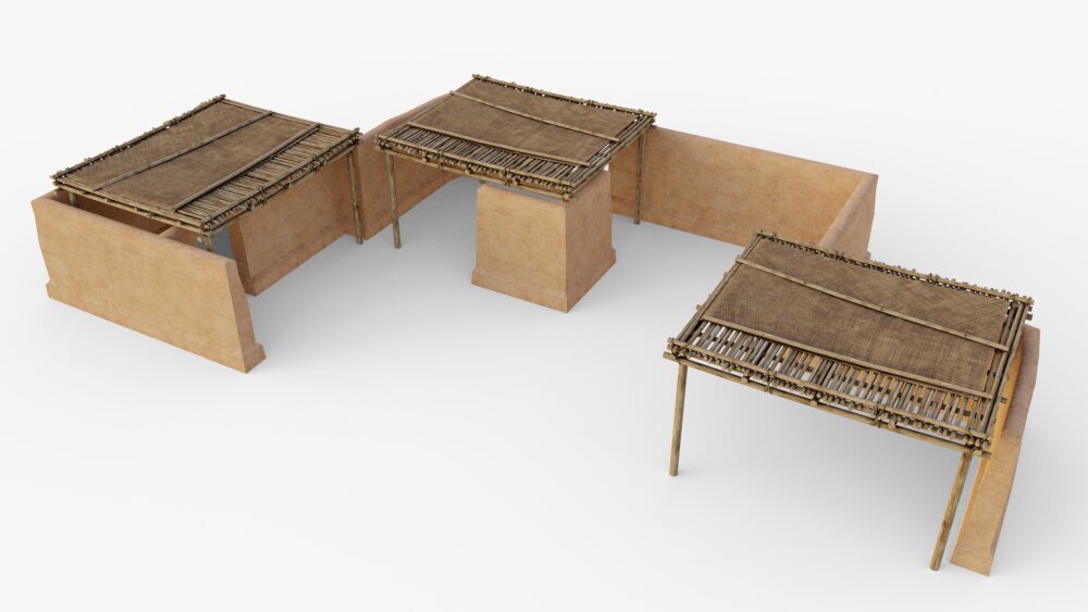 Modular Desert Rustic Clay Walls 3D model - Download Buildings on ...