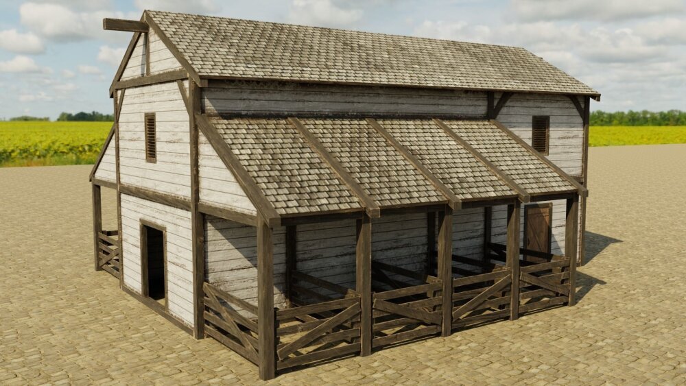 Traditional Style Stable 3D model - Download Buildings on 3DModels.org