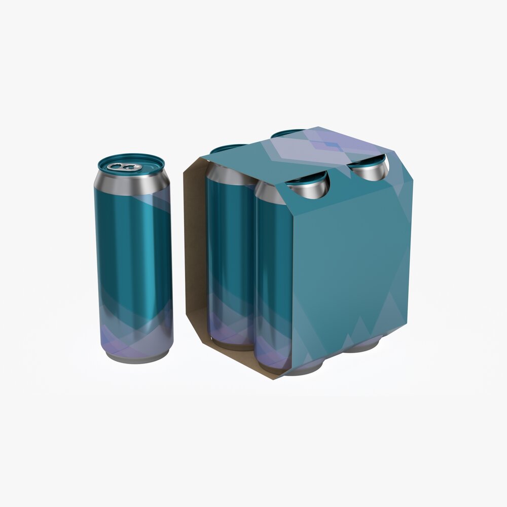 Empaque Cluster-pak Para Cuatro Latas de Cerveza 500ml Modelo 3D ...