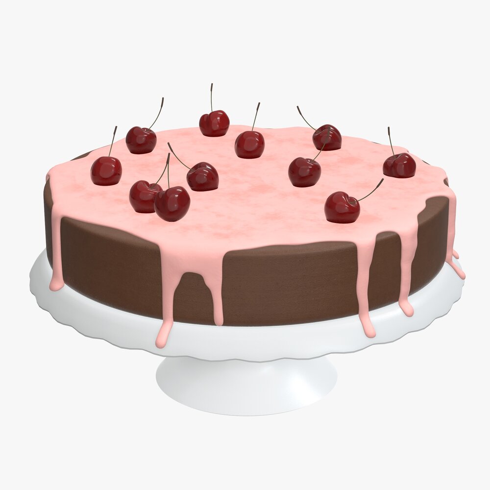 Cake With Cherry Top 3D model - Download Dairy, Bakery on 3DModels.org