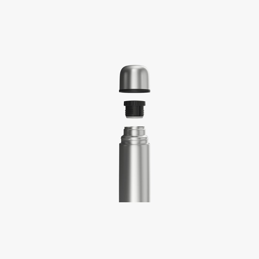 Thermos Large Stainless Steel With Cup 3D model - Download Tableware on ...