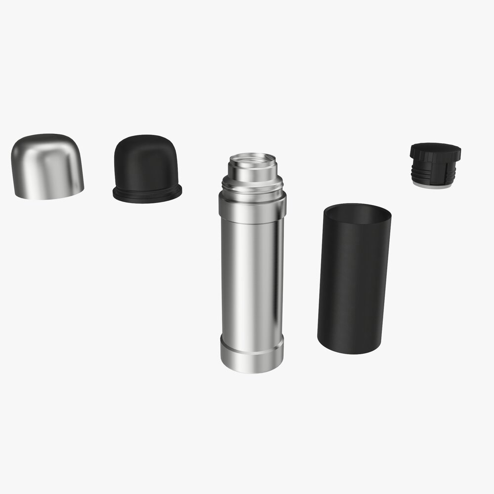 Thermos Large Stainless Steel With Cup And Holder 3D model - Download ...