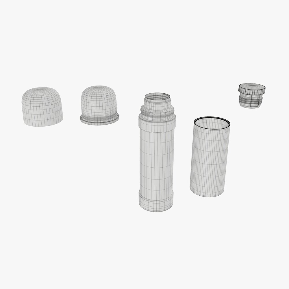 Thermos Large Stainless Steel With Cup And Holder 3D model - Download ...