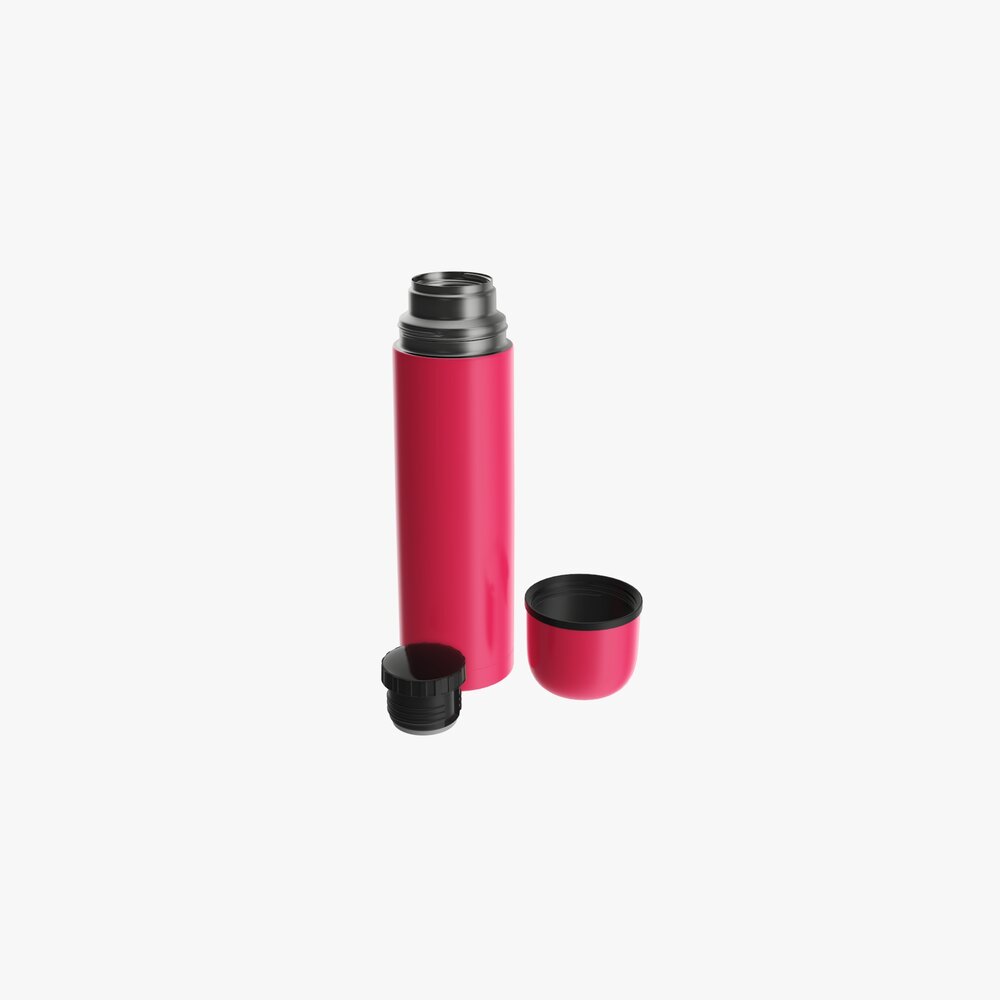 Thermos Large Stainless Steel With Cup Opened 3D model - Download ...