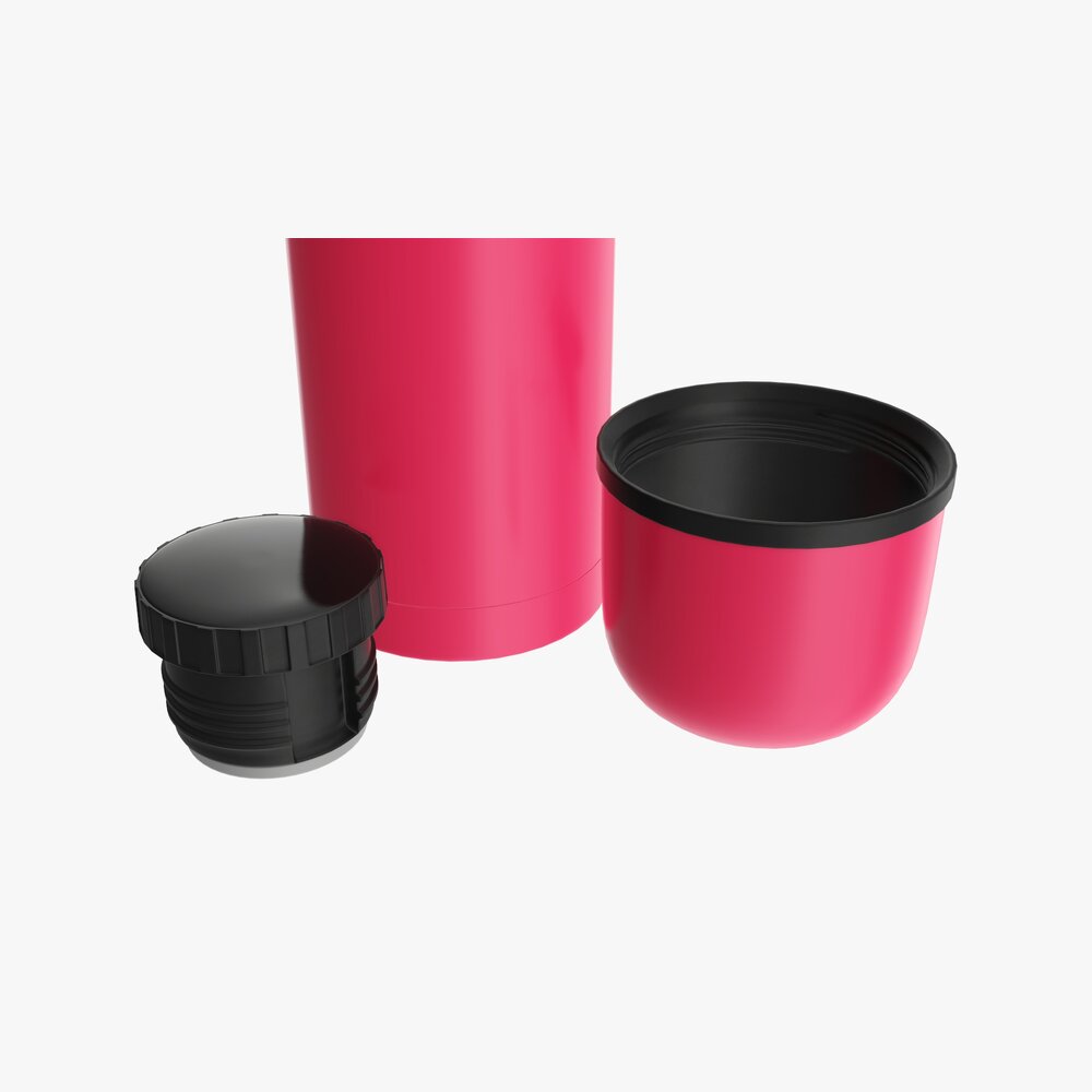 Thermos Large Stainless Steel With Cup Opened 3D model - Download ...