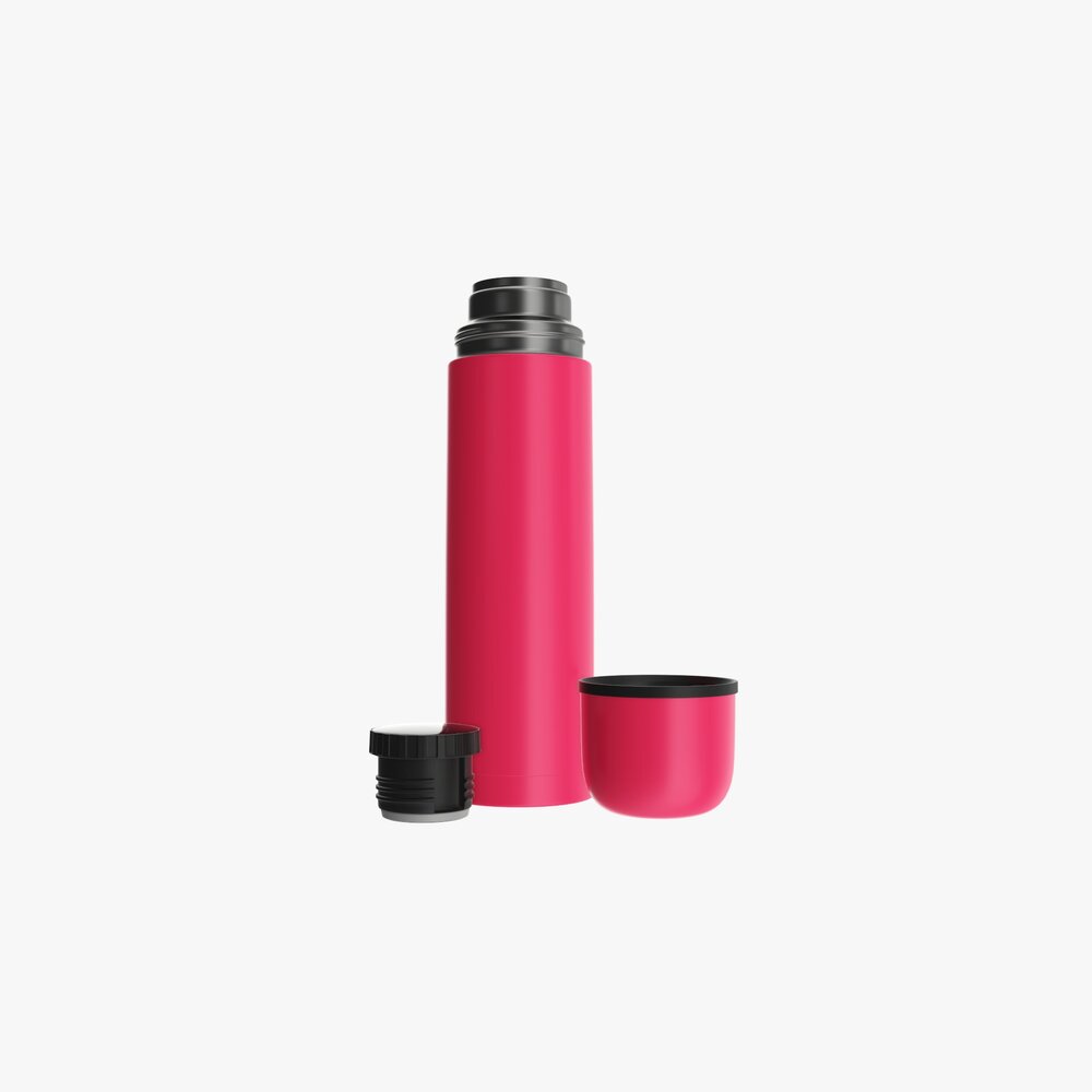 Thermos Large Stainless Steel With Cup Opened 3D model - Download ...