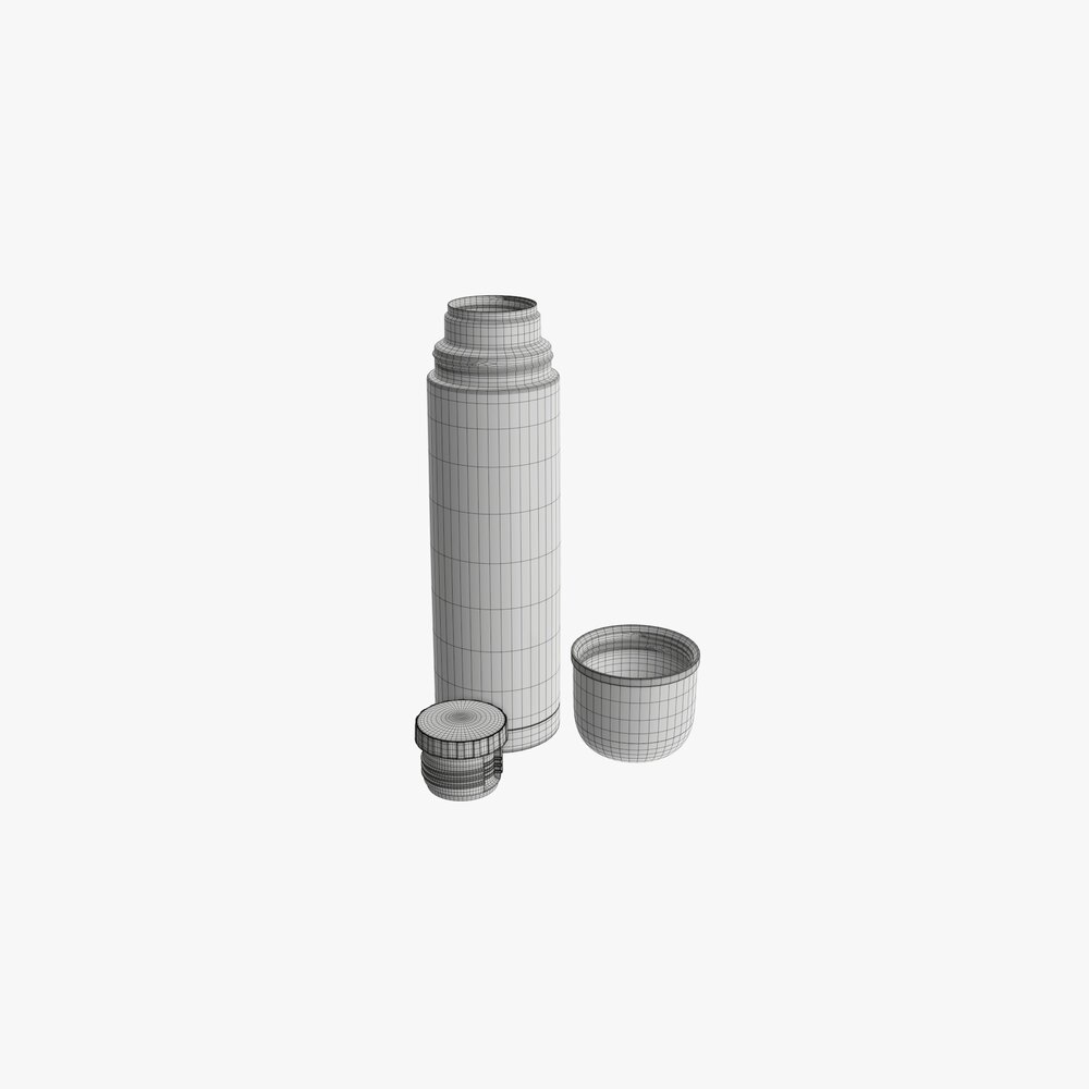 Thermos Large Stainless Steel With Cup Opened 3D model - Download ...