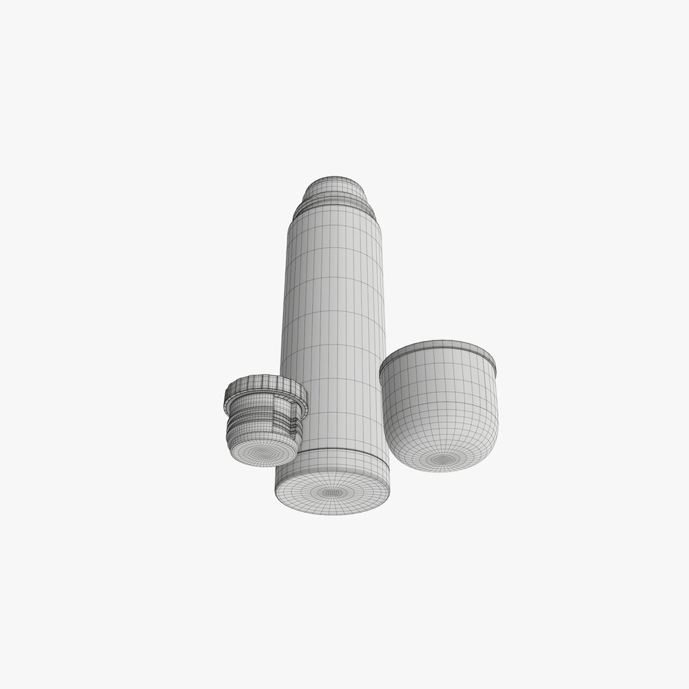 Thermos Large Stainless Steel With Cup Opened 3D model - Download ...
