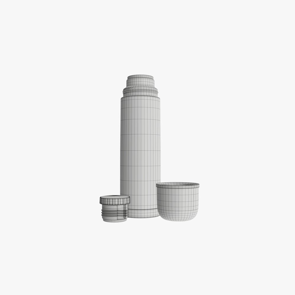 Thermos Large Stainless Steel With Cup Opened 3D model - Download ...