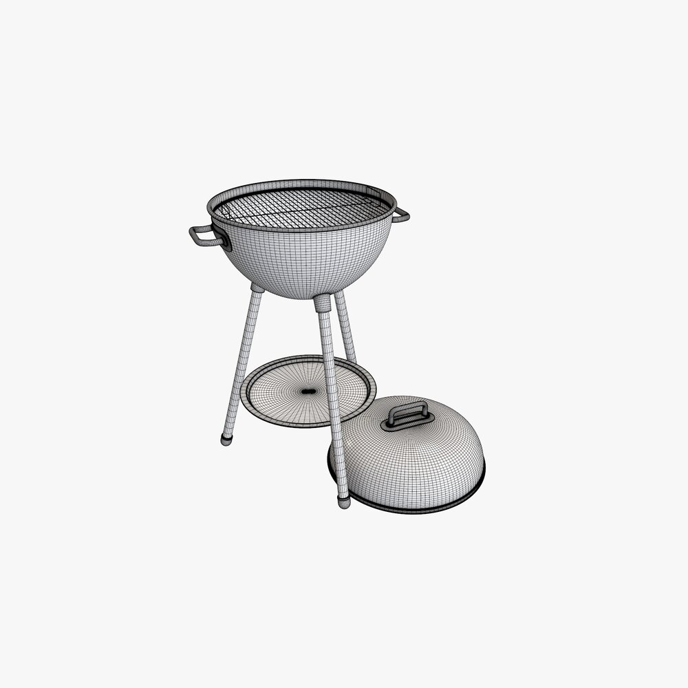Charcoal Kettle Steel Grill Bbq With Lid 3D model - Download Appliances ...