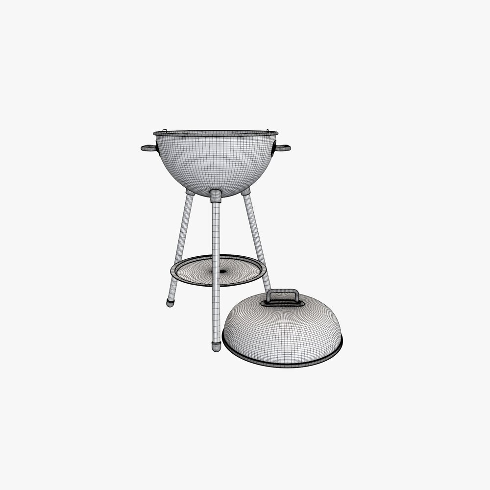 Charcoal Kettle Steel Grill Bbq With Lid 3D model - Download Appliances ...
