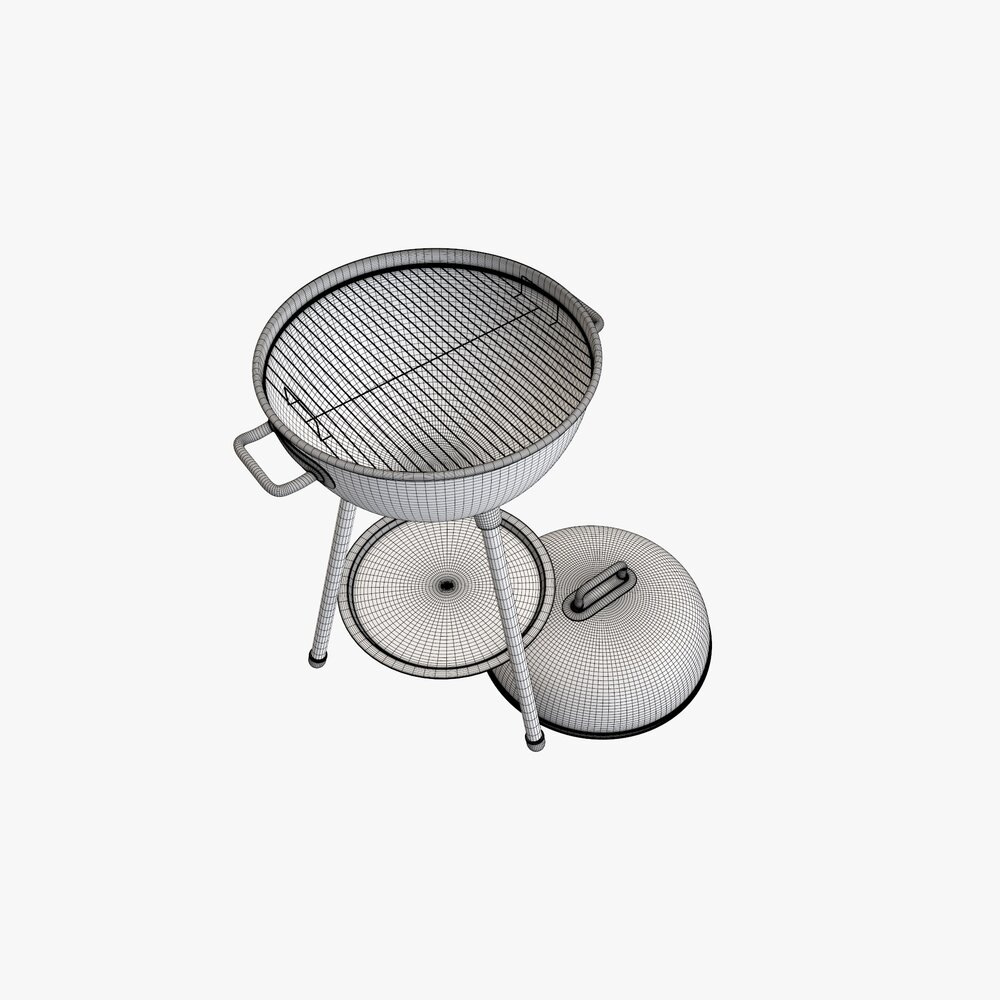 Charcoal Kettle Steel Grill Bbq With Lid 3D model - Download Appliances ...