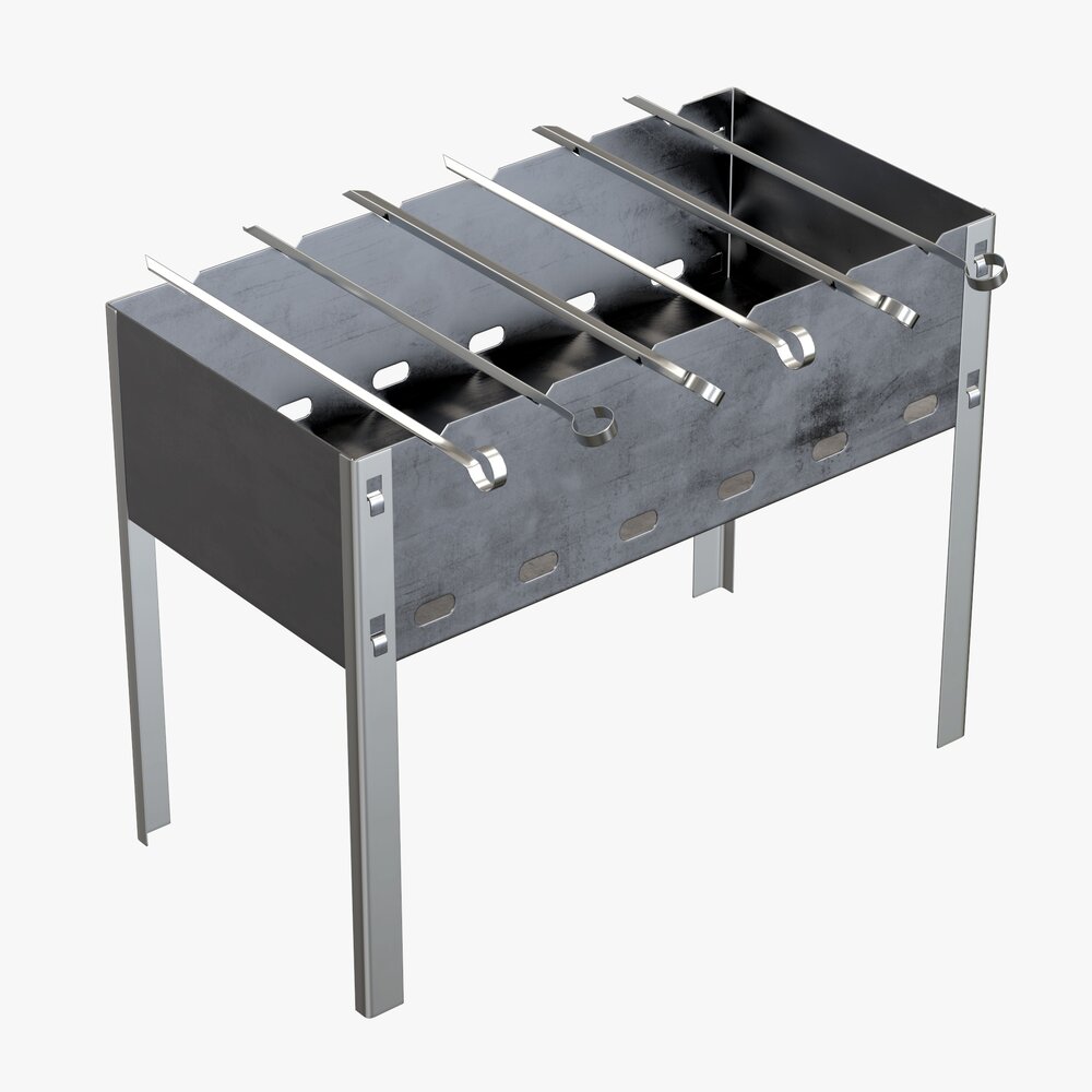 Charcoal Steel Grill Bbq Skewer 3D model - Download Appliances on ...