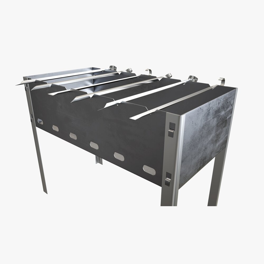 Charcoal Steel Grill Bbq Skewer 3D model - Download Appliances on ...