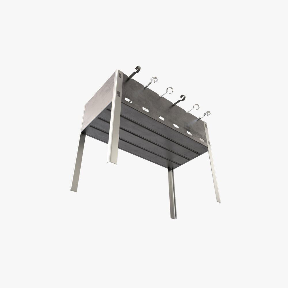 Charcoal Steel Grill Bbq Skewer 3D model - Download Appliances on ...