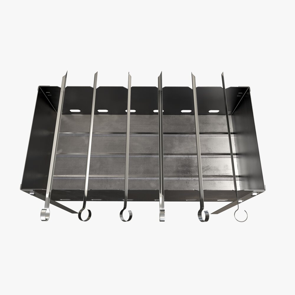 Charcoal Steel Grill Bbq Skewer 3D model - Download Appliances on ...