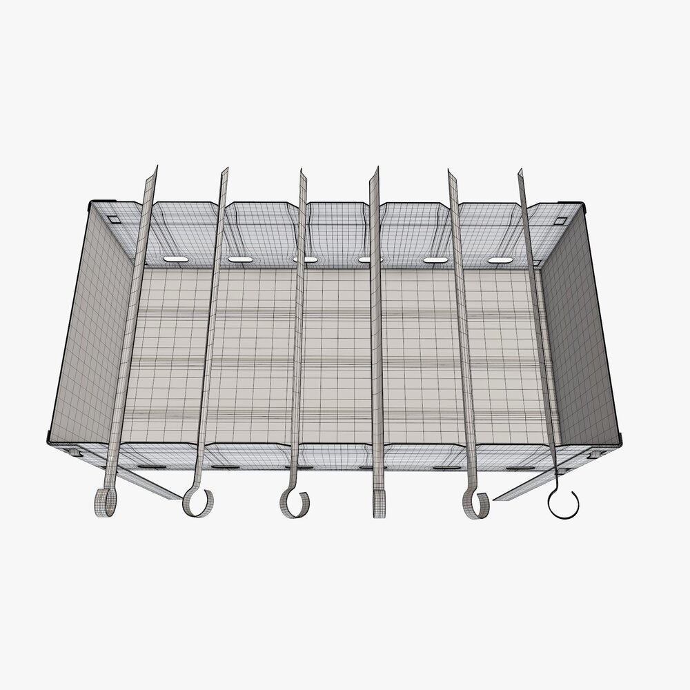 Charcoal Steel Grill Bbq Skewer 3D model - Download Appliances on ...