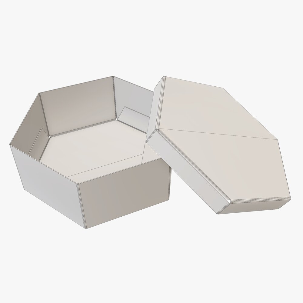 Caja Hexagonal de Papel Abierta con Cartón Corrugado Modelo 3D ...