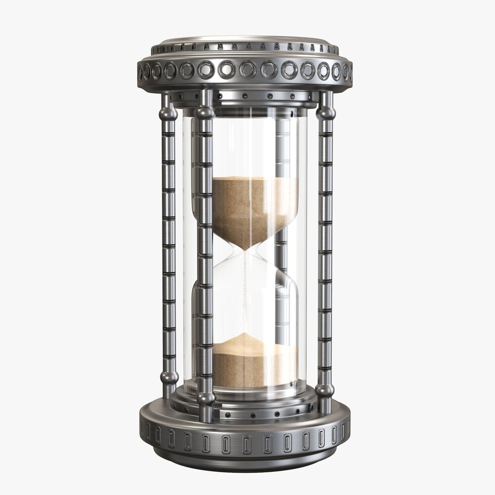 Metallic Framed Hourglass with Ribbed Pattern Design 3D model ...