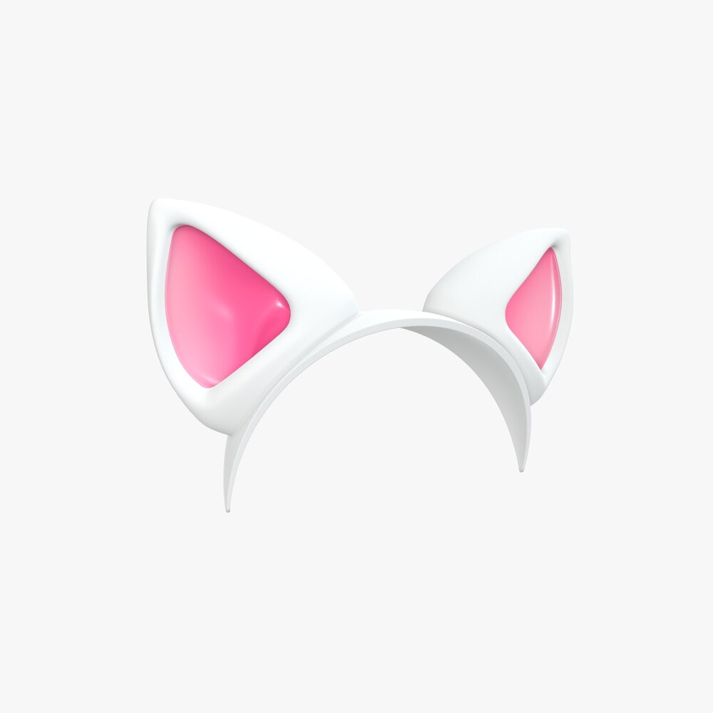 Headband Cat Ears White 3D 모델 - 다운로드 모자 on 3DModels.org