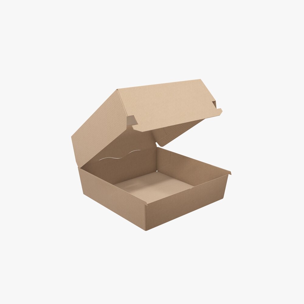 Empty Fast food Cardboard Corrugated Box Open 3D model - Download ...